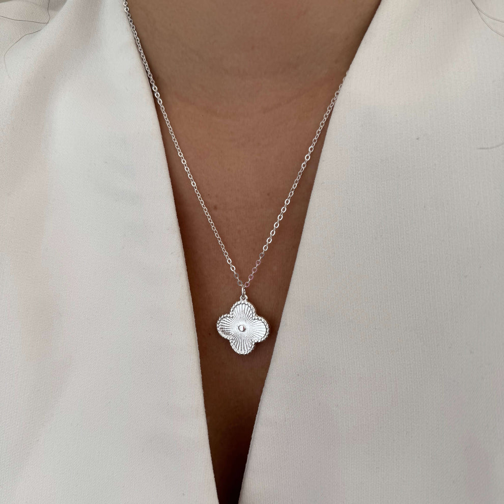 SET TREBOL Estilo VAN CLEEF (COLLAR+ARETES) PLATA FINA | ENVÍO GRATIS ...